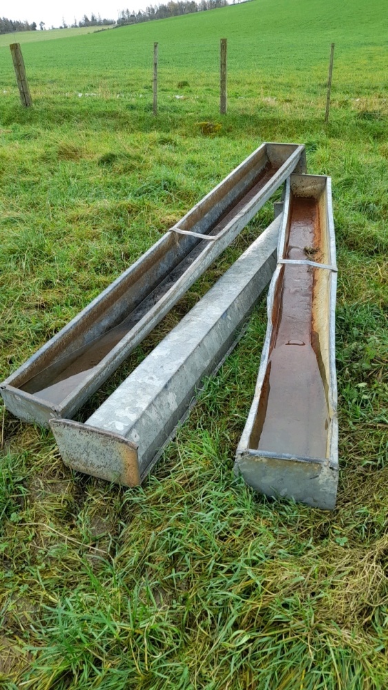 3 GALVANISED SHEEP TROUGHS