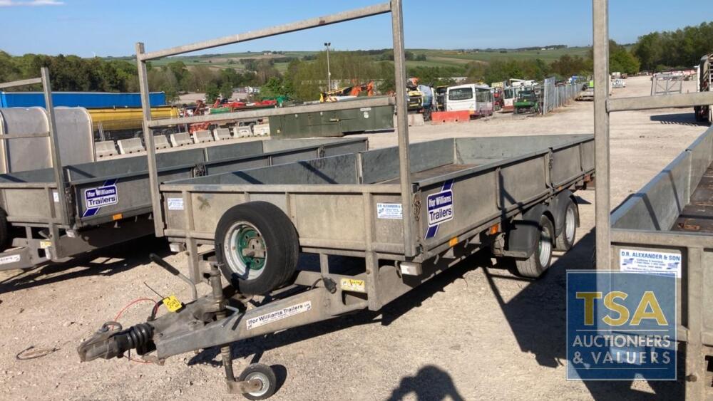 IFOR WILLIAMS LM166 DOUBLE AXLE DROPSIDE TRAILER C/W LADDER RACK