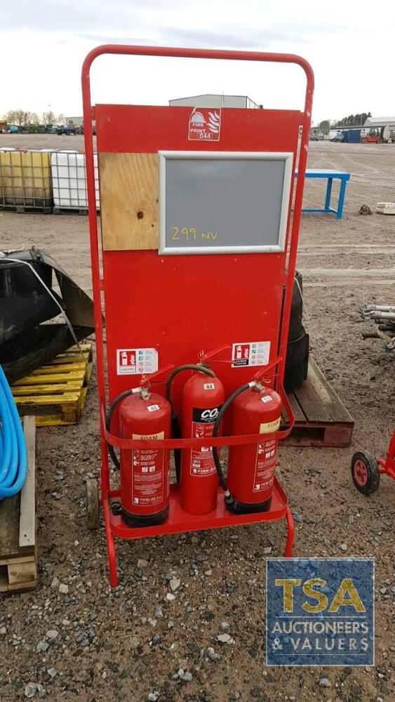 FIRE POINT TROLLEY STAND WITH 3 FIRE EXTINGUISHERS
