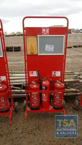 FIRE POINT TROLLEY STAND WITH 3 FIRE EXTINGUISHERS