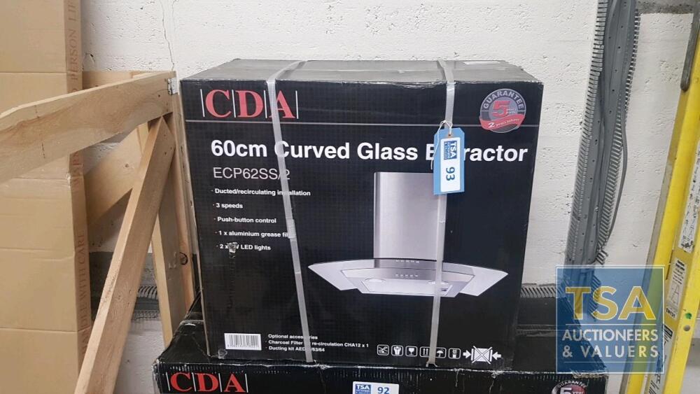 CDA ECP62SS/2 60cm Curved Glass Extractor - Boxed