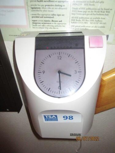 Isgus Electronic Time Clock and Time Clock Holder