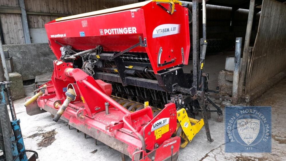 Pottinger Lion 301 Power Harrow c/w Vitasem A301 - grain only