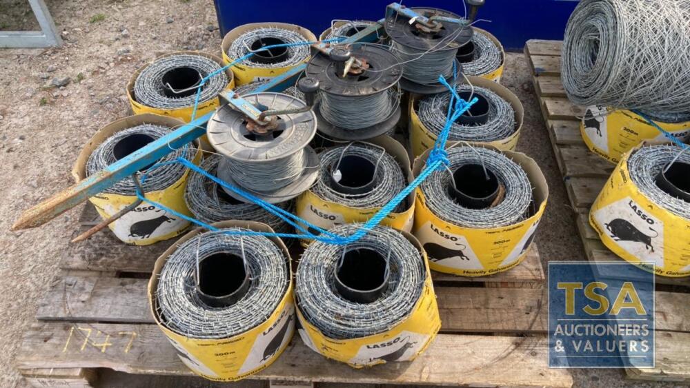 PALLET 13 ROLLS 200M BARBED WIRE PLUS 3 ROLLS SHEEP FENCING WIRE